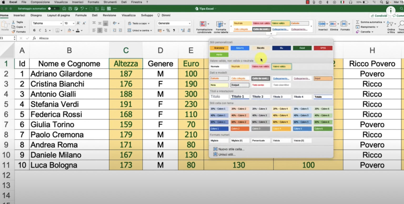 Adriano Gilardone - Come cambiare colore alle celle di Excel